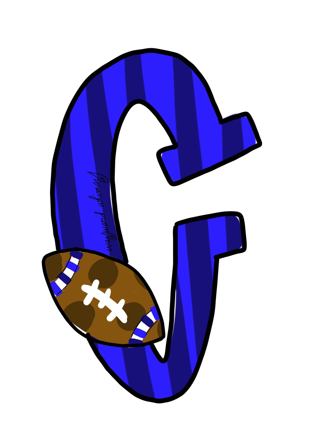 Letter C With Football- Whimsical Font Door Hanger Downloadable File ...