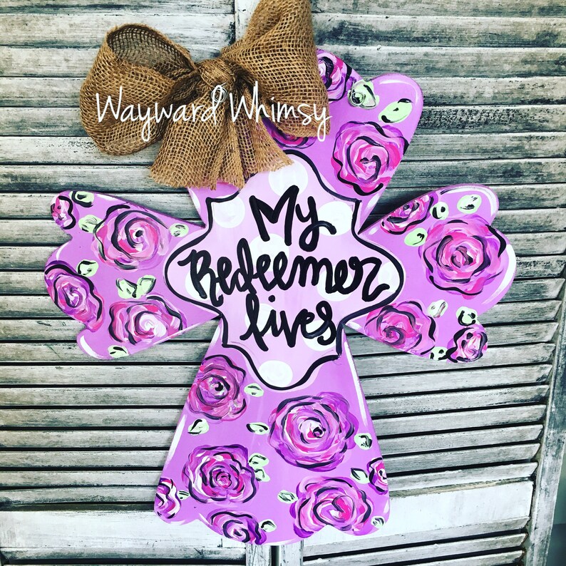 Floral Cross Wood Cut Out Door Hanger - Etsy