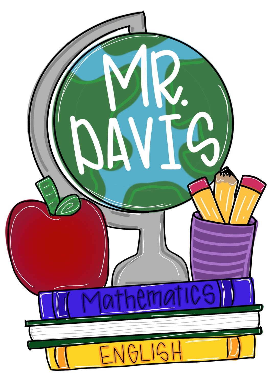 Globe Teacher Door Hanger Downloadable File Printable Template - Etsy