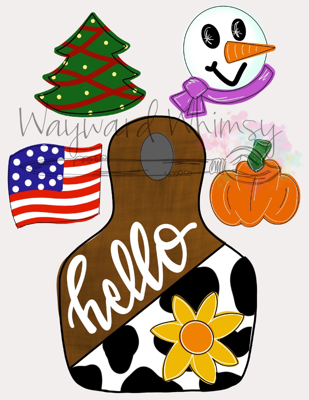 Cattle Tag With 5 Attachments Pattern Door Hanger Downloadable File ...