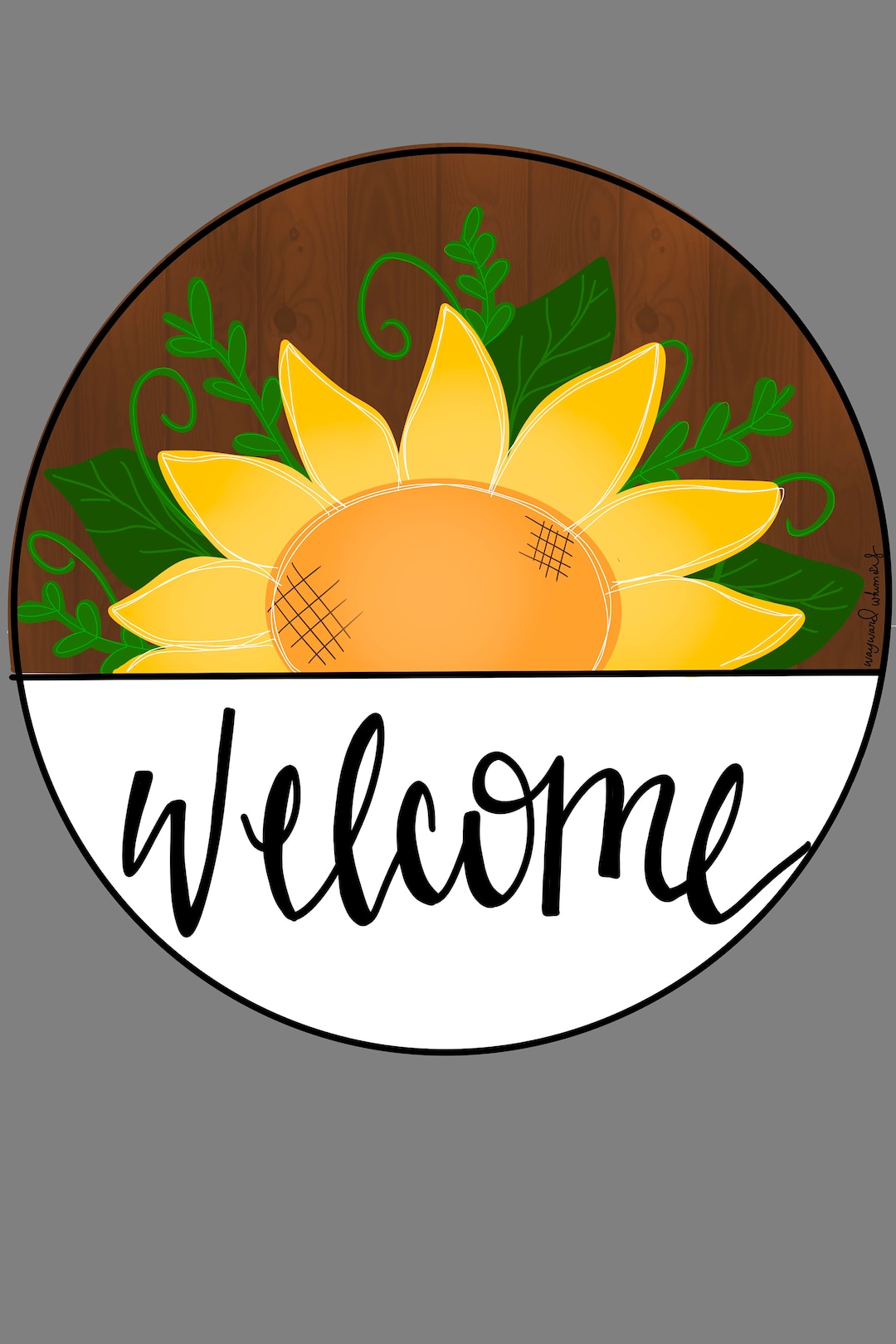 Welcome Sunflower Round Circle Summer Door Hanger Downloadable File ...
