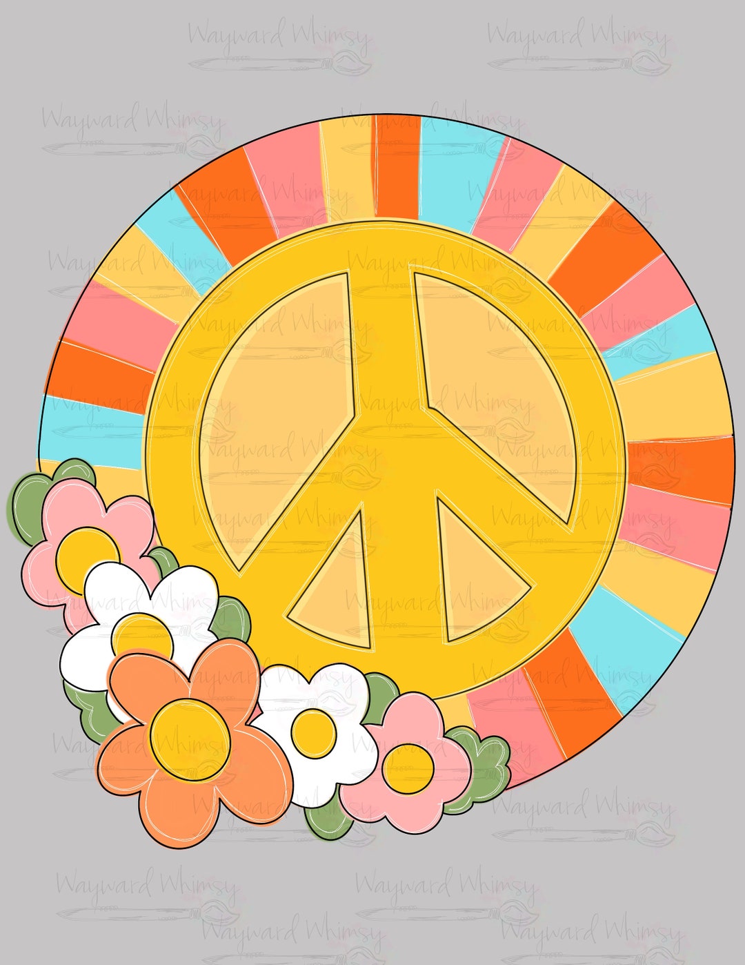 Peace Sign With Flowers Door Hanger Downloadable File Printable ...