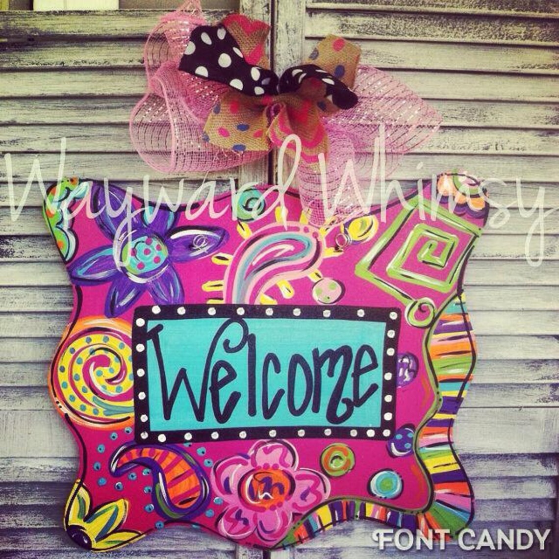 Funky Fun Welcome Sign Wood Cut Out Hanger - Etsy