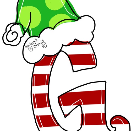 Letter G With Santa Hat Door Hanger Downloadable File - Etsy