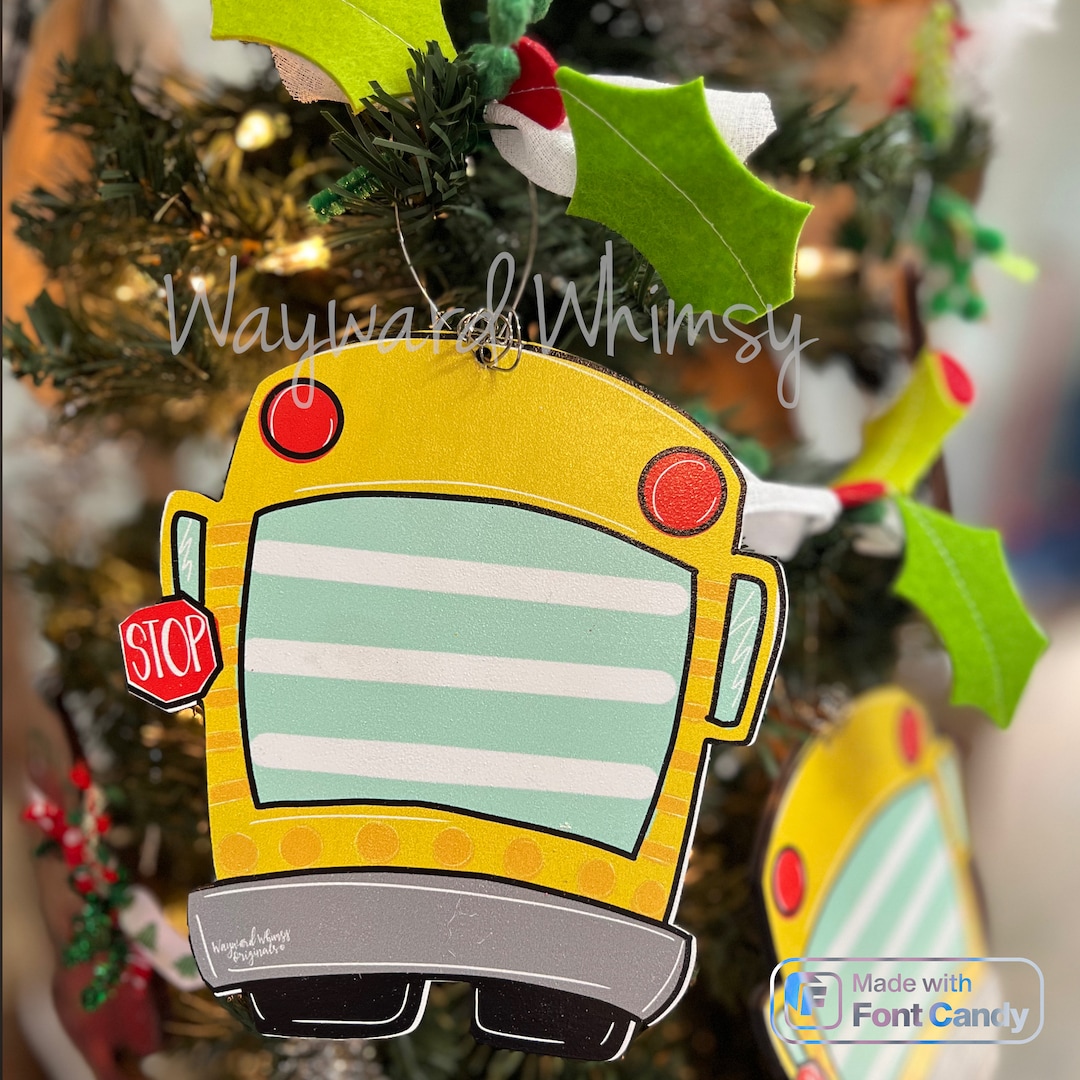 School Bus Christmas Ornament Can Personalize Wooden Christmas Ornament ...