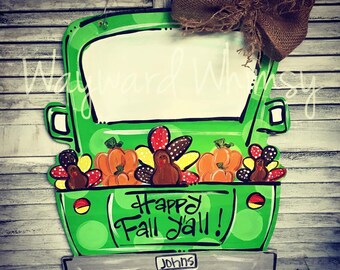 Halloween Witch Sisters Truck Fall Pumpkins Door Hanger | Etsy