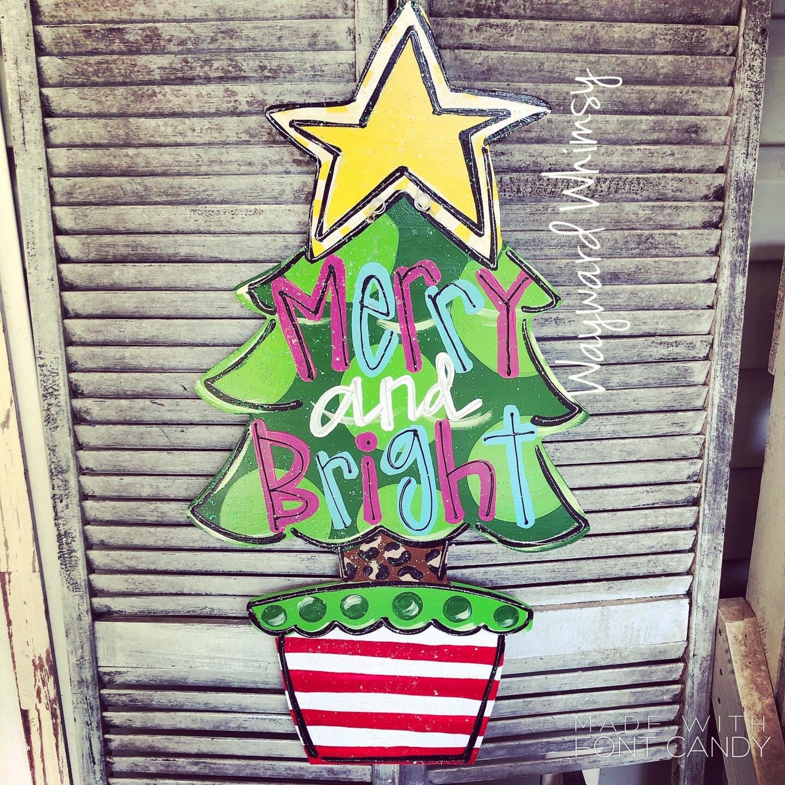 Adorable Merry and Bright Christmas Tree Wood Cut Out Door Hanger - Etsy