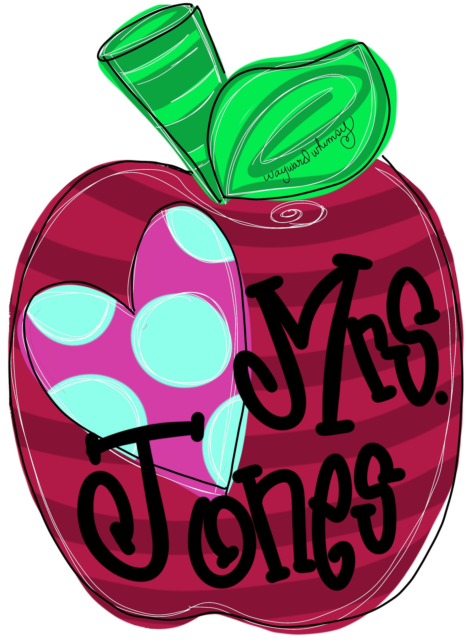 Apple With Heart Downloadable File Printable Template - Etsy