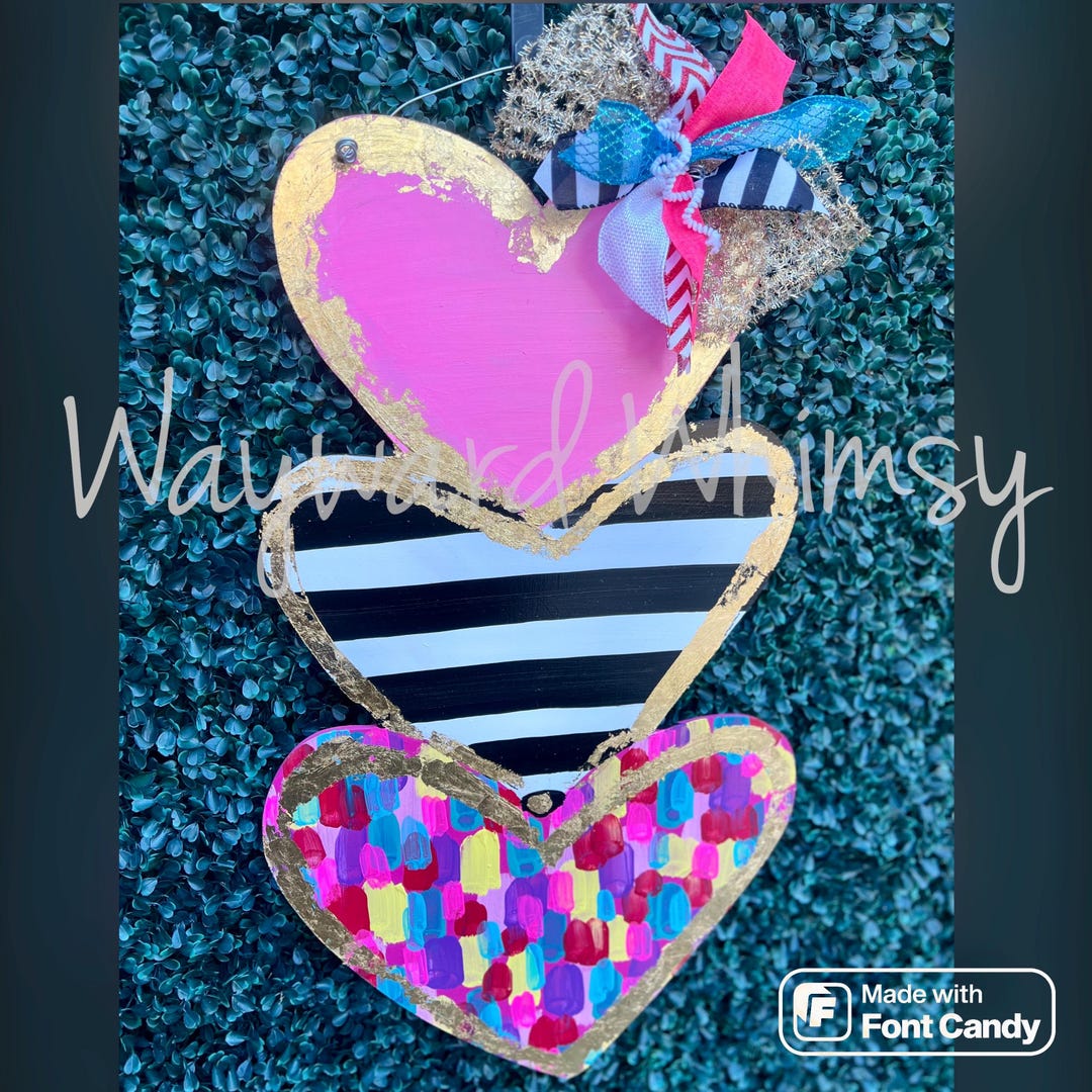 Triple Stacked Hearts With Gold Leafing Wooden Door Hanger - Etsy