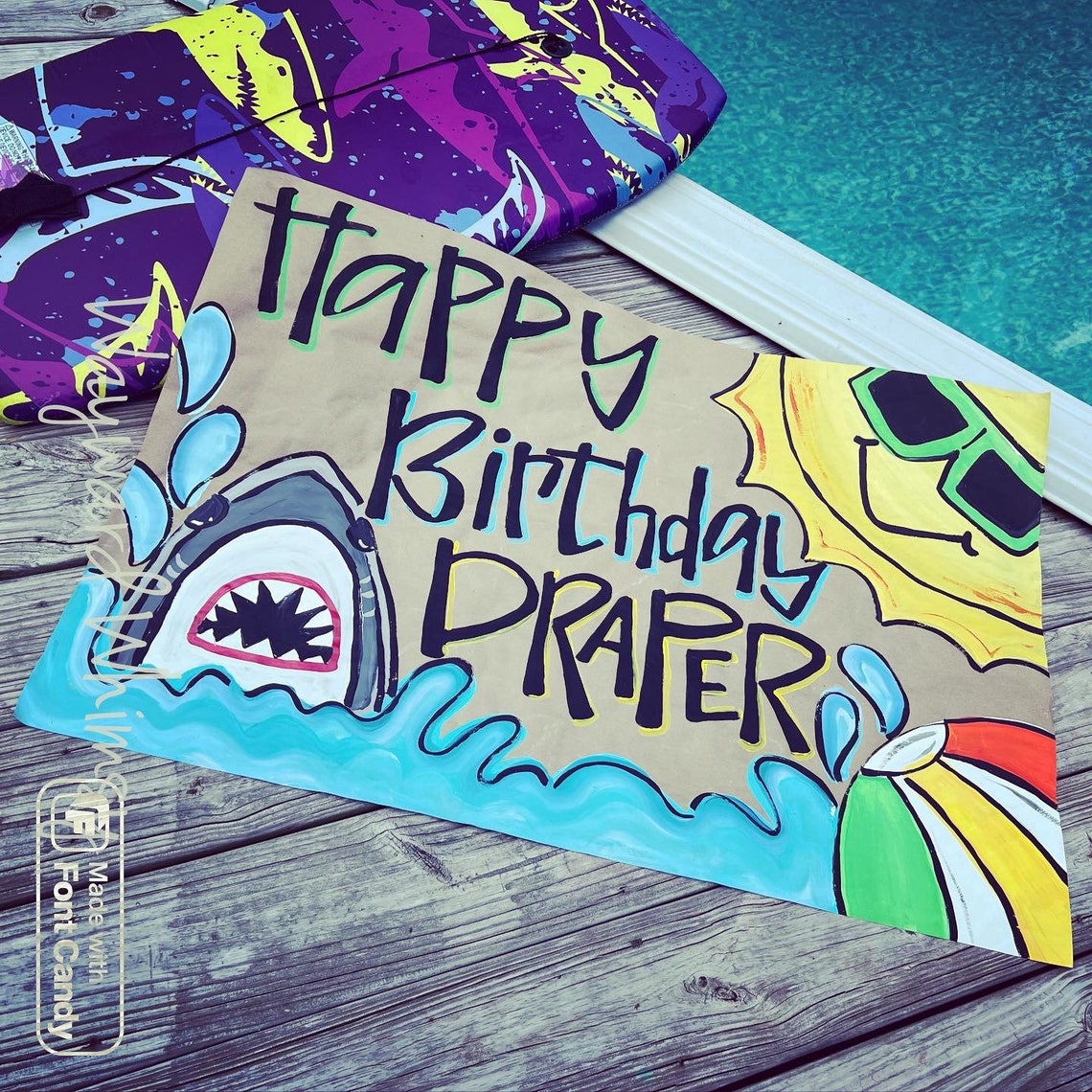 Hand Painted Custom Party Banner- Birthday Banner- Kraft Paper Banner ...