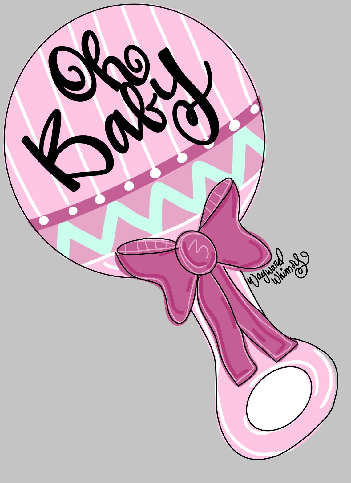 Baby Rattle Baby Shower Decor Door Hanger Downloadable File Printable ...