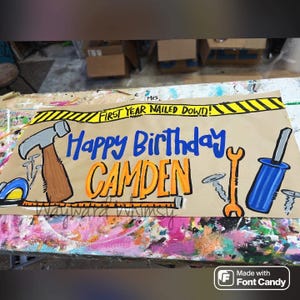 Hand Painted Custom Theme for a Man Birthday Banner- Kraft Paper Banner ...