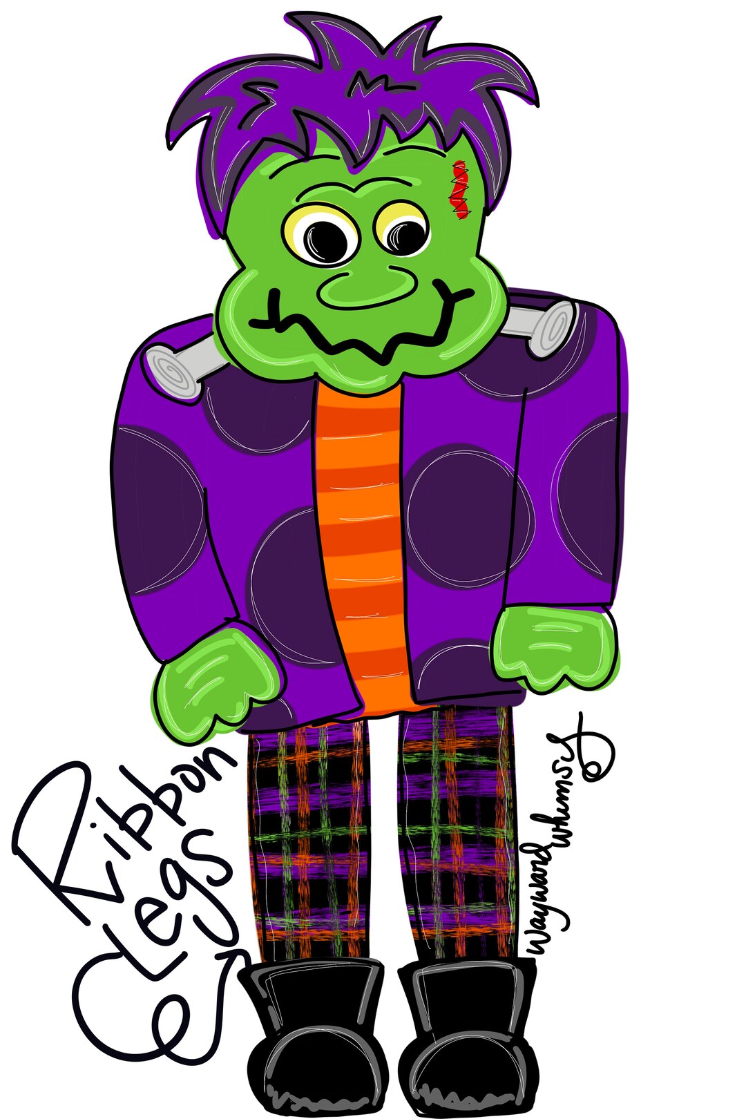 Frankenstein With Ribbon Legs Door Hanger Downloadable File Printable ...