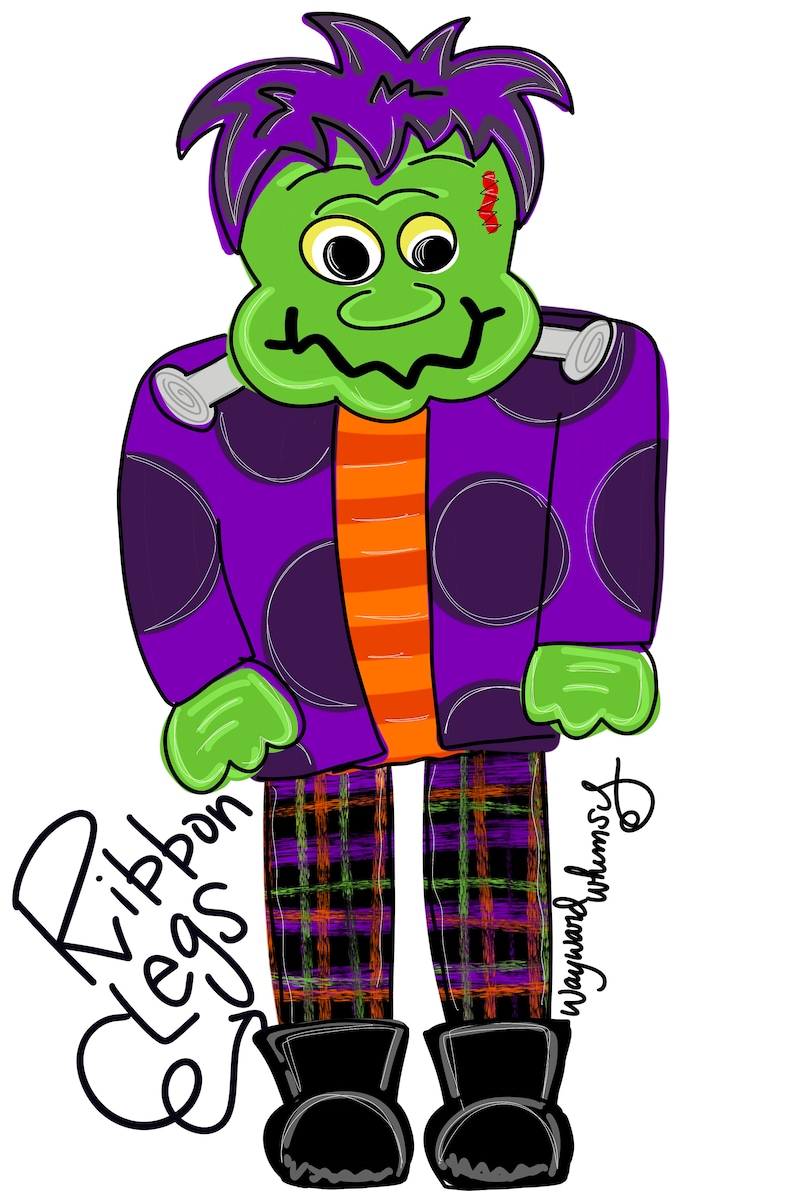 Frankenstein With Ribbon Legs Door Hanger Downloadable File Printable ...