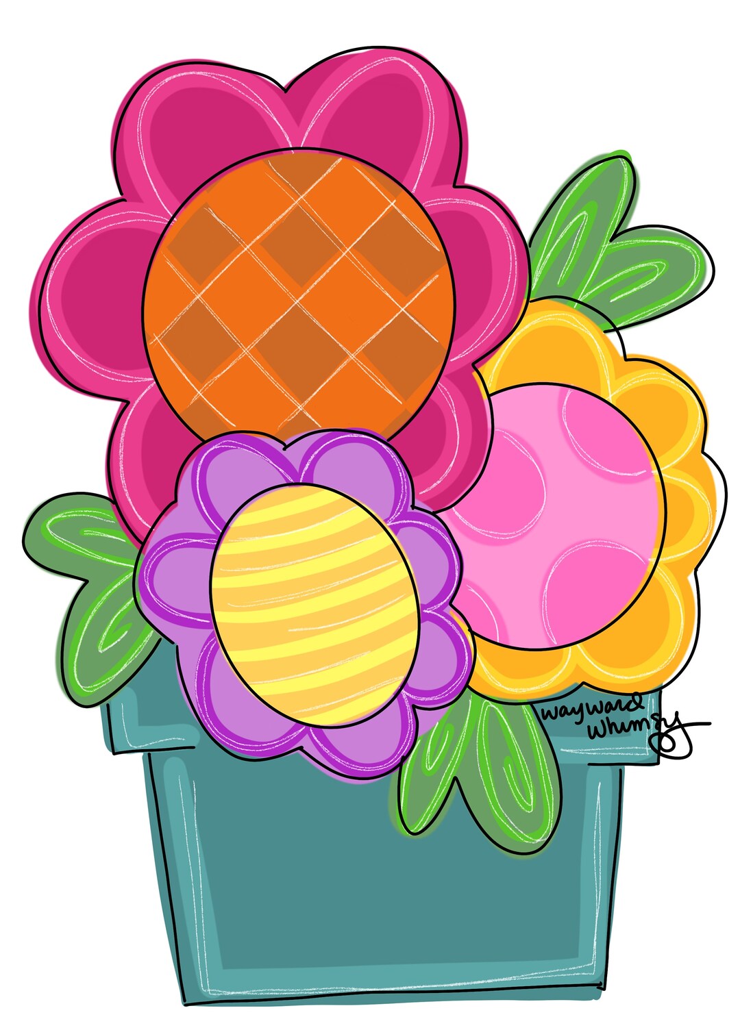 Flower Pot Door Hanger Downloadable File Printable Template - Etsy