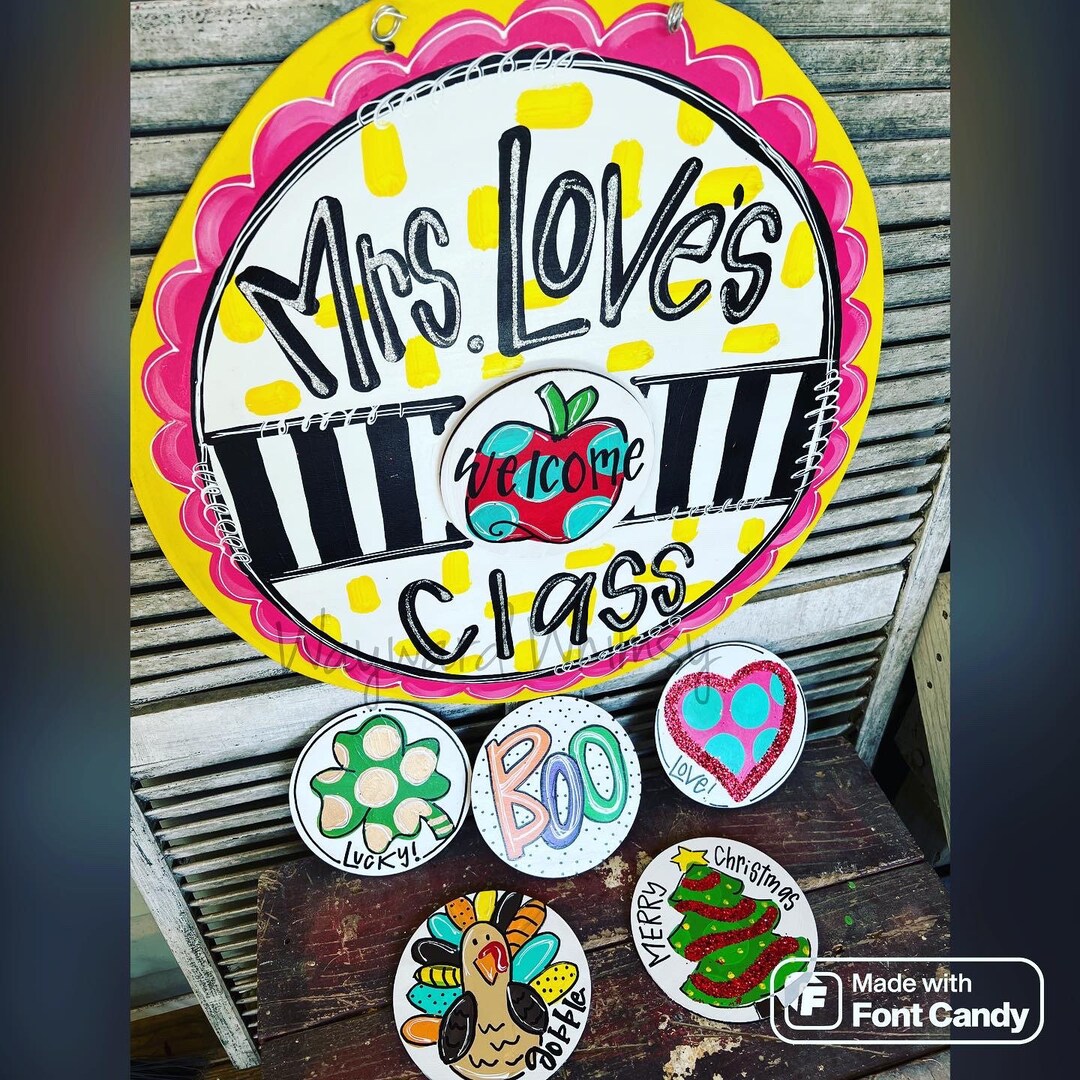 Teacher Wooden Door Hanger for Classroom- Interchangeable Attachments ...