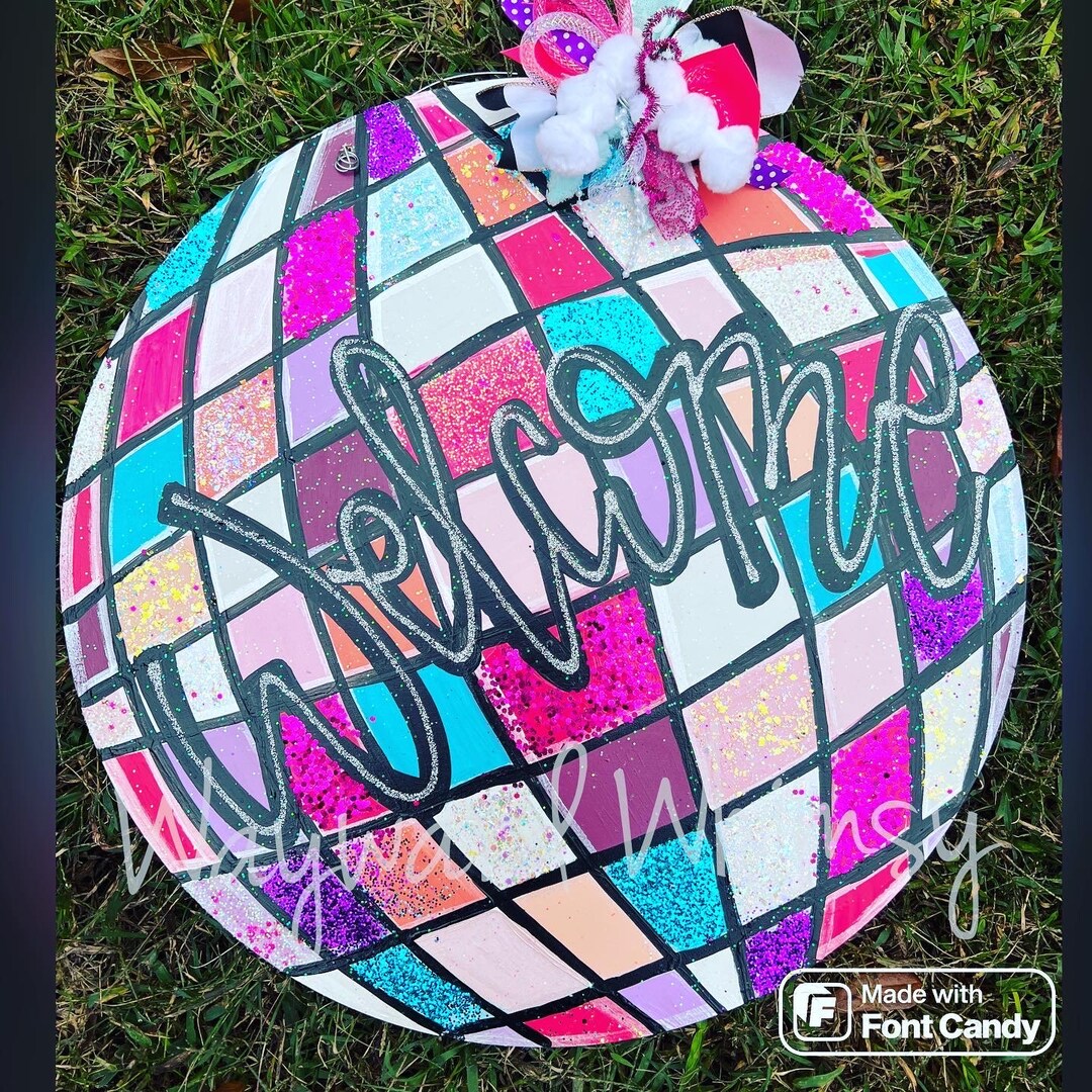Disco Ball Welcome Sign Wood Cut Out Hanger - Etsy