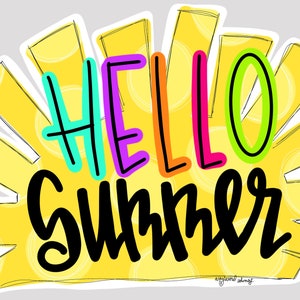 Hello Summer Sunshine Door Hanger Downloadable File Printable | Etsy