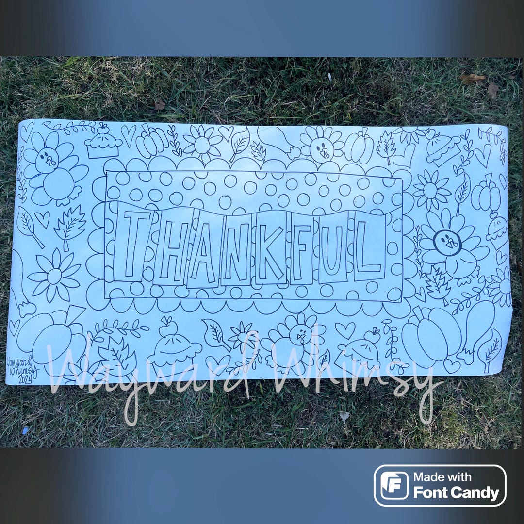 Thankful- Thanksgiving Doodles Coloring Banner- Coloring Page - Kraft ...