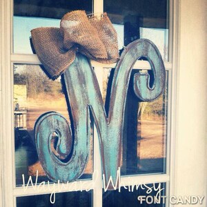 Rustic Distressed Any Color Cursive Alphabet Wood Cut Out Hanger - Etsy