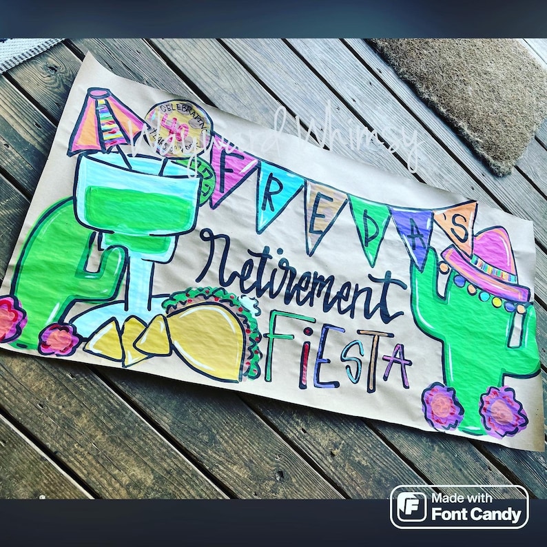 Fiesta Theme Hand Painted Custom Party Banner- Birthday Banner- Kraft ...