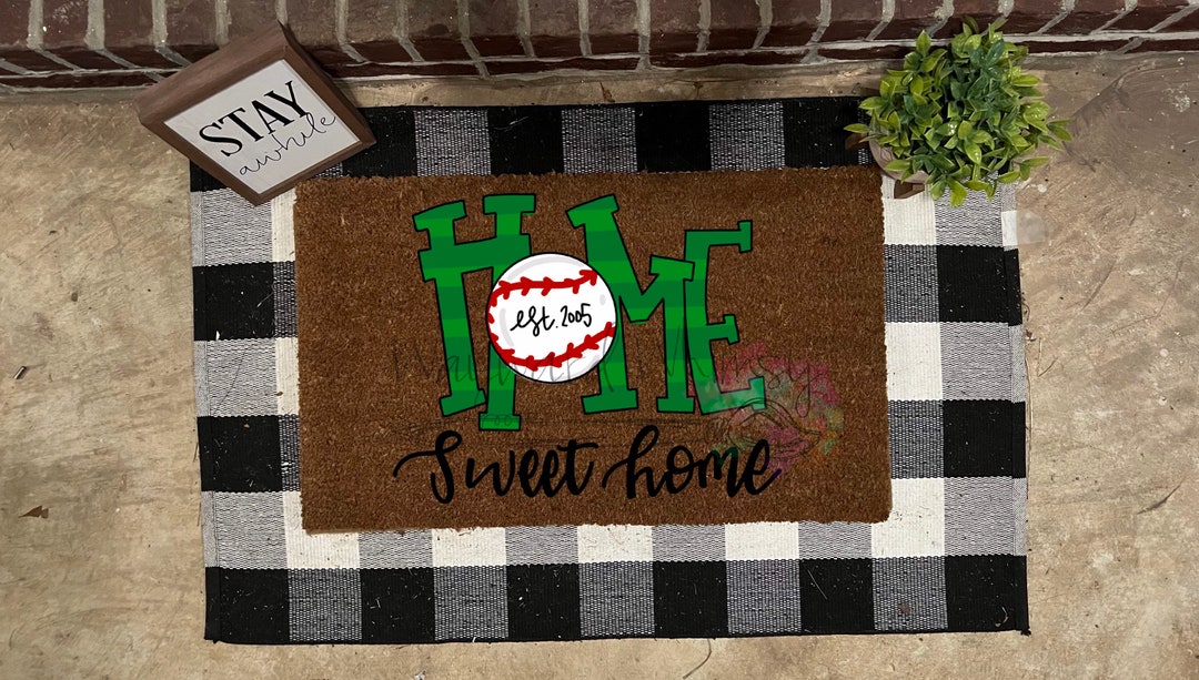 Painted Coir Doormat- Baseball- Softball and Team Colors- 30x17- Porch ...