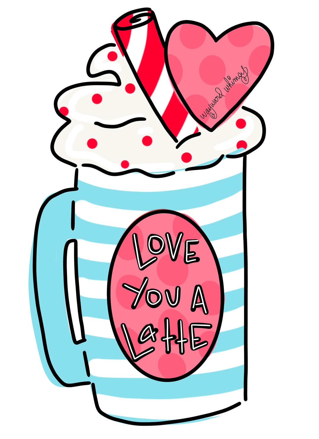 Love You a Latte Valentine Door Hanger Downloadable File Printable ...