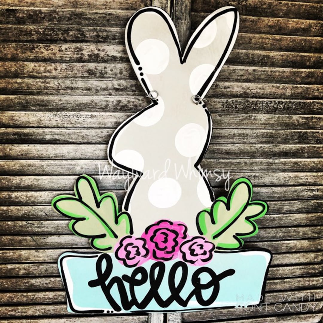Spring Bunny Wood Cut Out Door Hanger - Etsy