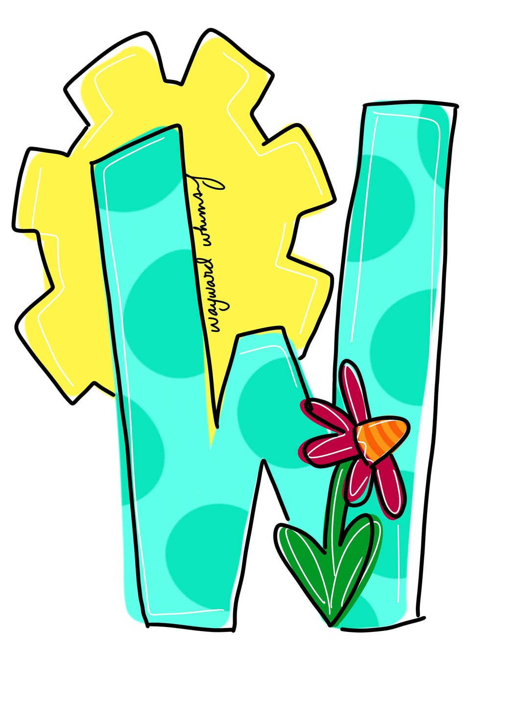 Spring Letter W Door Hanger Downloadable File Printable Template - Etsy