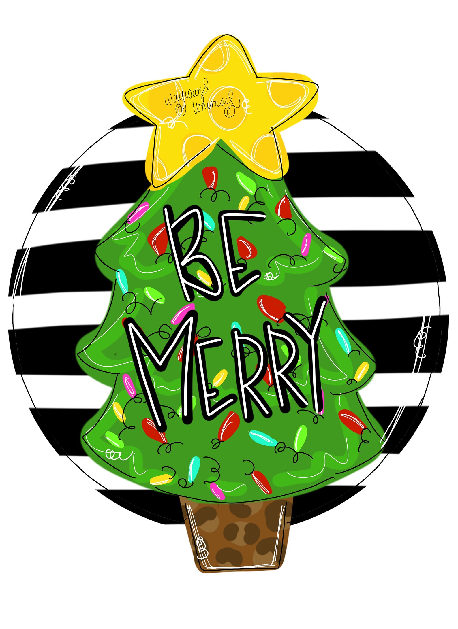 Christmas Tree on Circle Door Hanger Downloadable File - Etsy