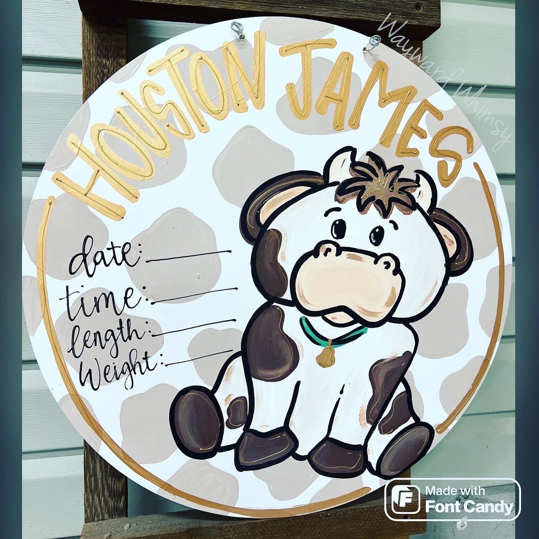 Baby Cow Sign Wood Cut Out Door Hanger - Etsy