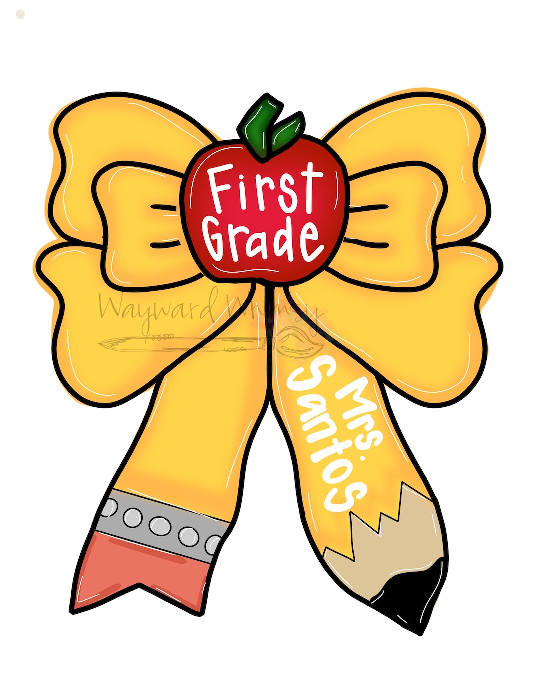 Pencil Bow With Apple Back to School Door Hanger Downloadable File ...