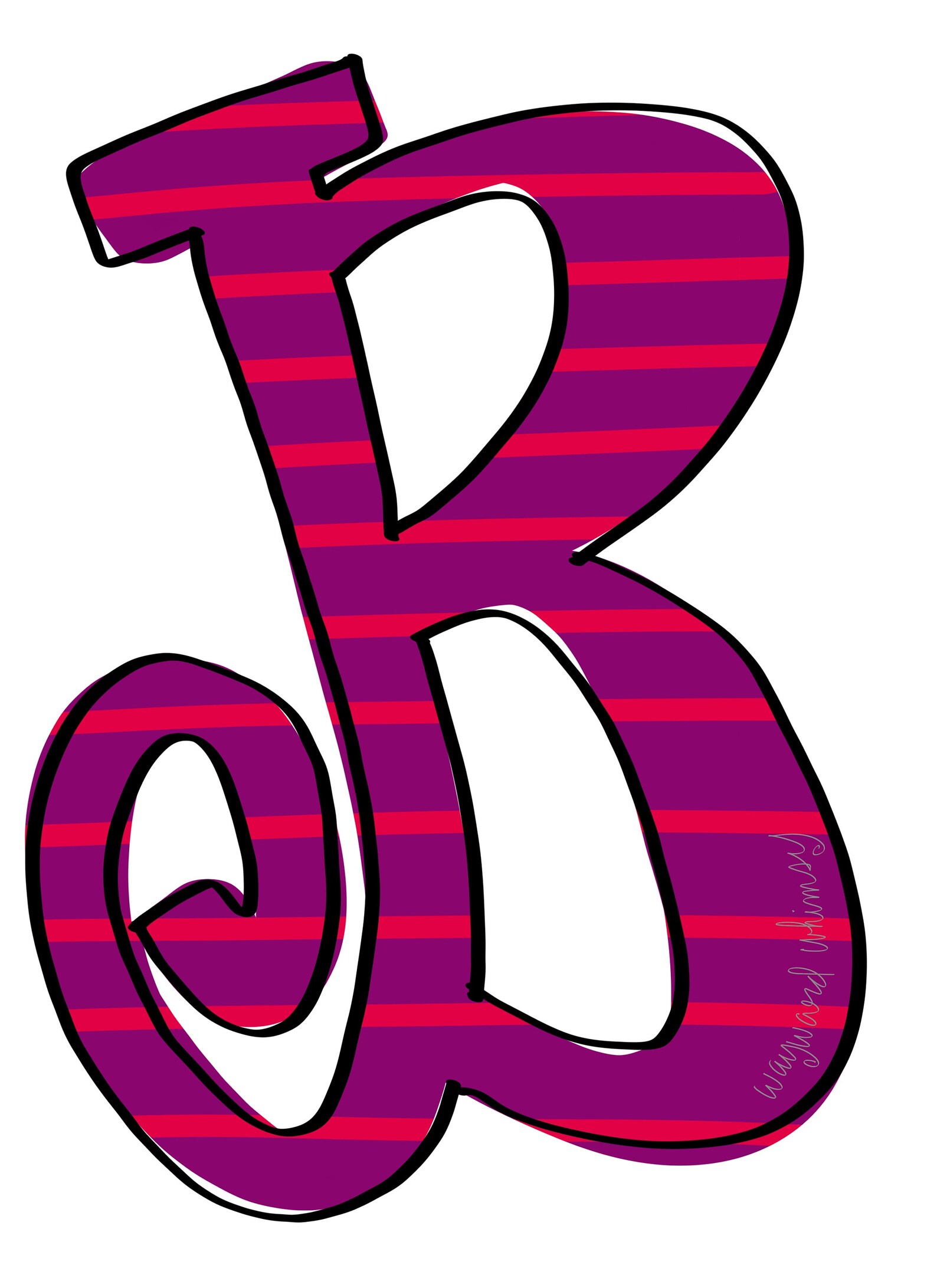 Letter B Whimsical Curly Font Door Hanger Downloadable File Printable ...