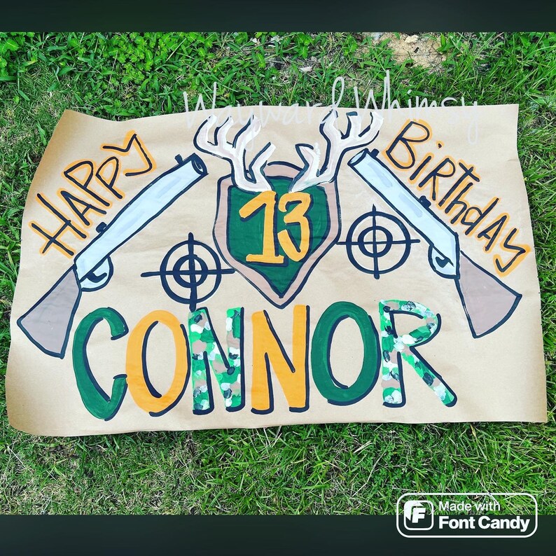 Hunting and Fishing Theme Hand Painted Custom Party Banner - Etsy