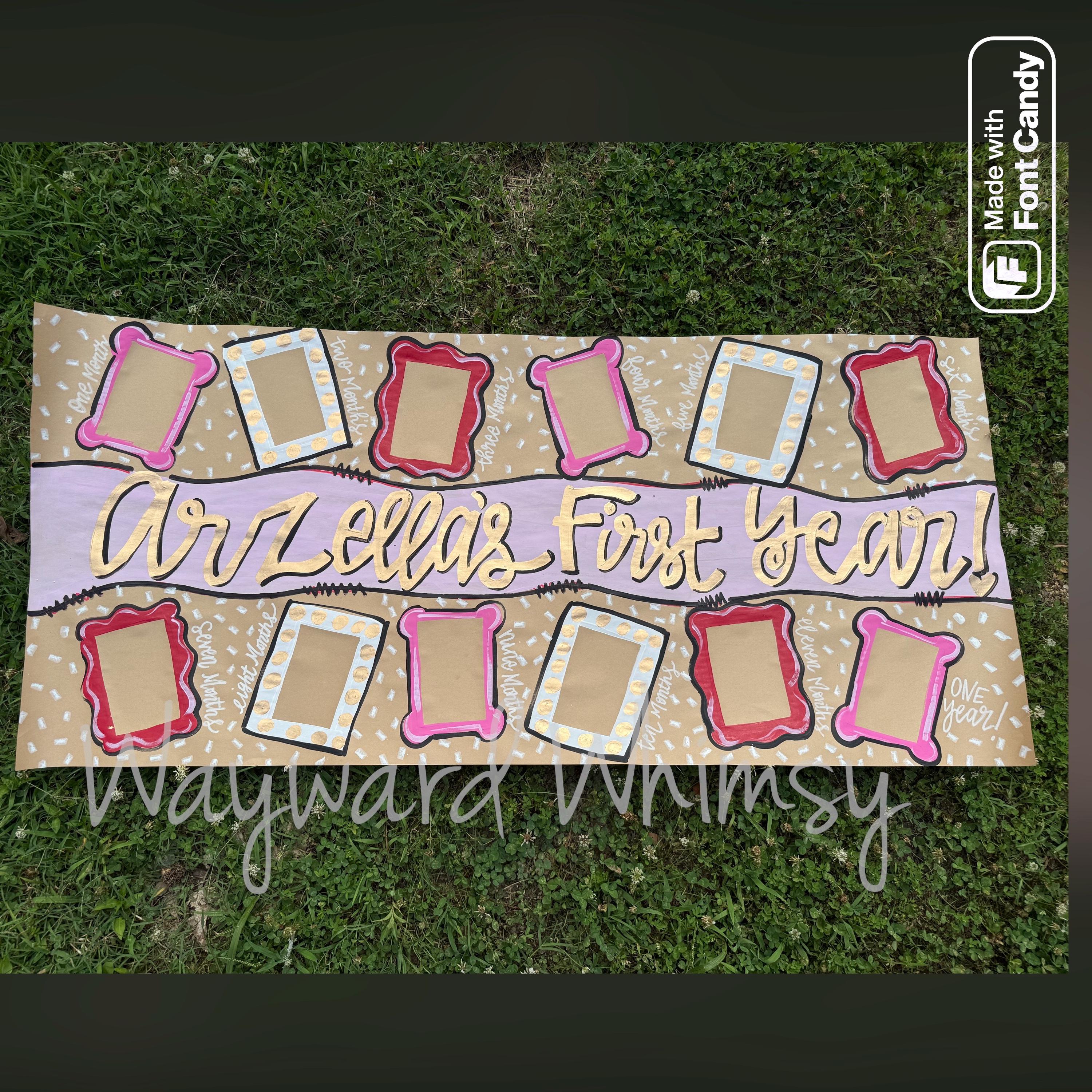 Hand Painted Custom Timeline Banner- Add Your Own Photos-first Birthday ...