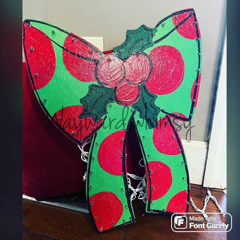 PREORDER LIGHTED Christmas Bow Wooden Tree Topper - Etsy
