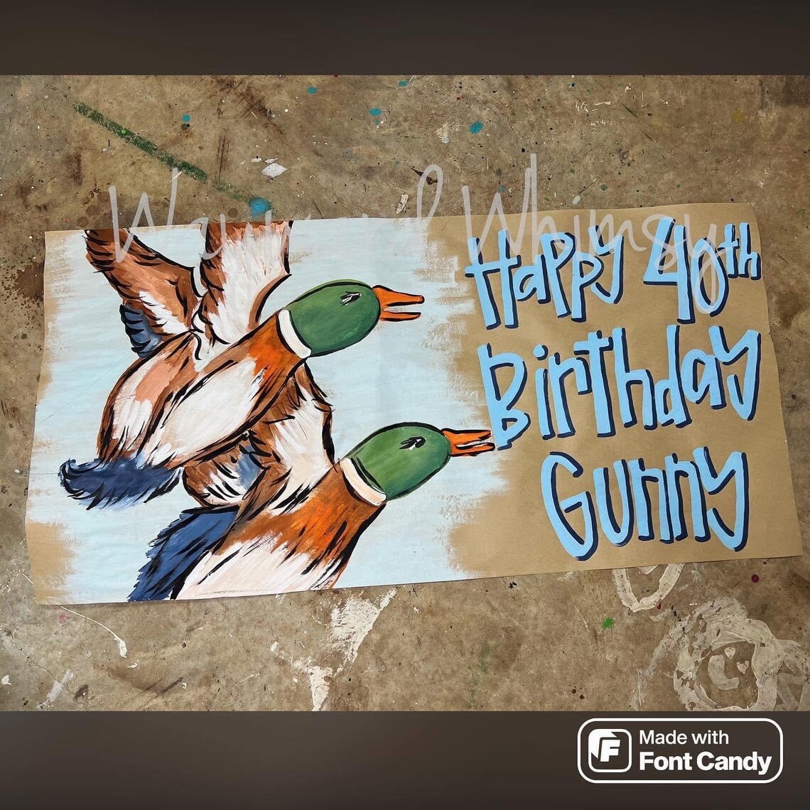 Hand Painted Custom Lucky Duck Theme Birthday Banner- Kraft Paper ...