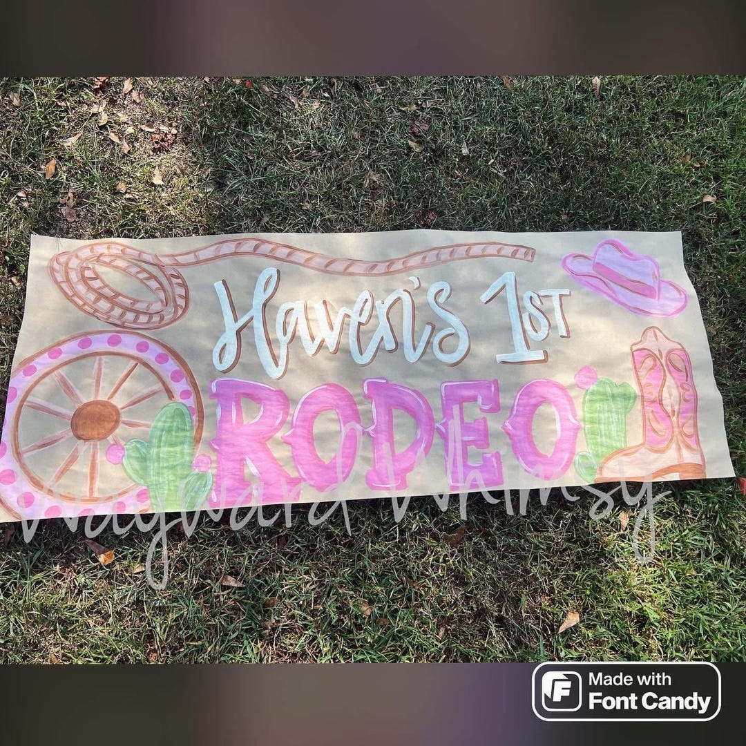Hand Painted Custom First Rodeo Theme Birthday Banner- Kraft Paper ...