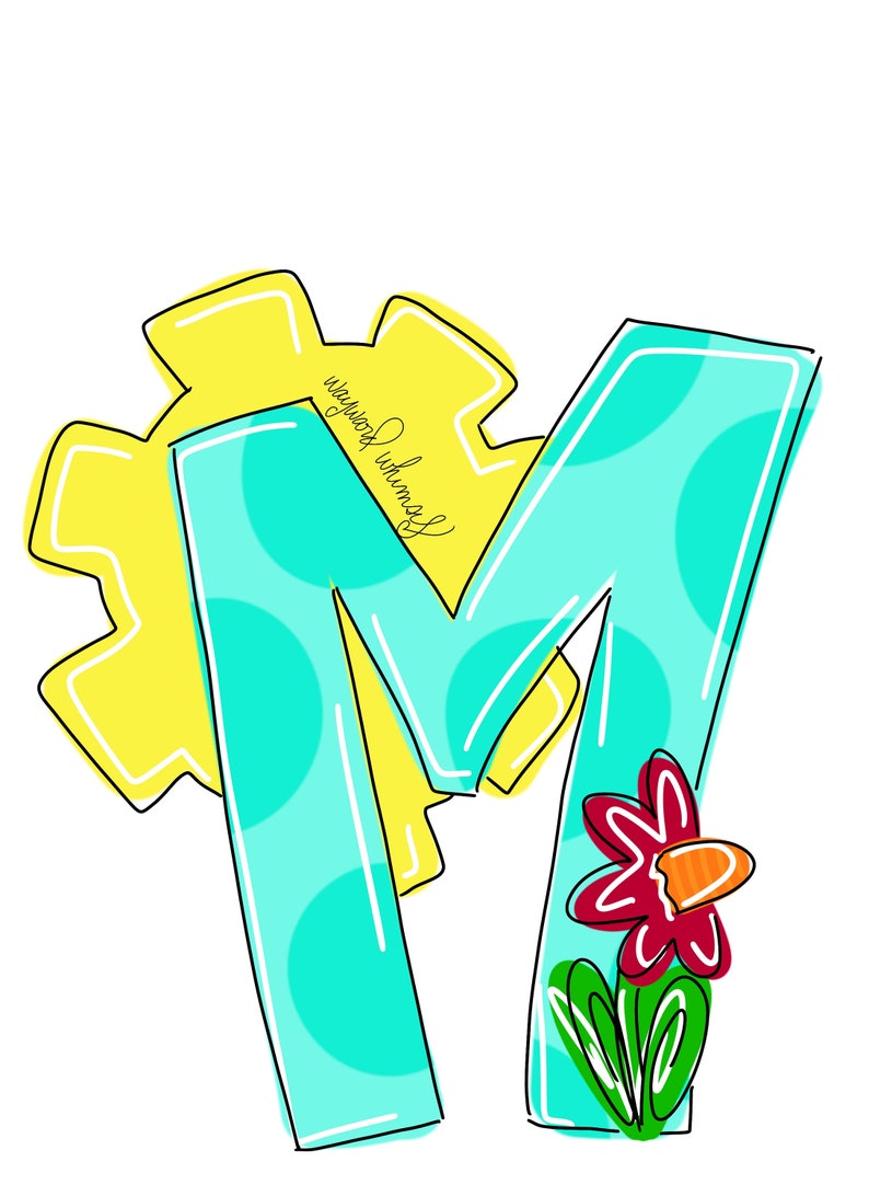 Spring Letter M Door Hanger Downloadable File Printable Template - Etsy