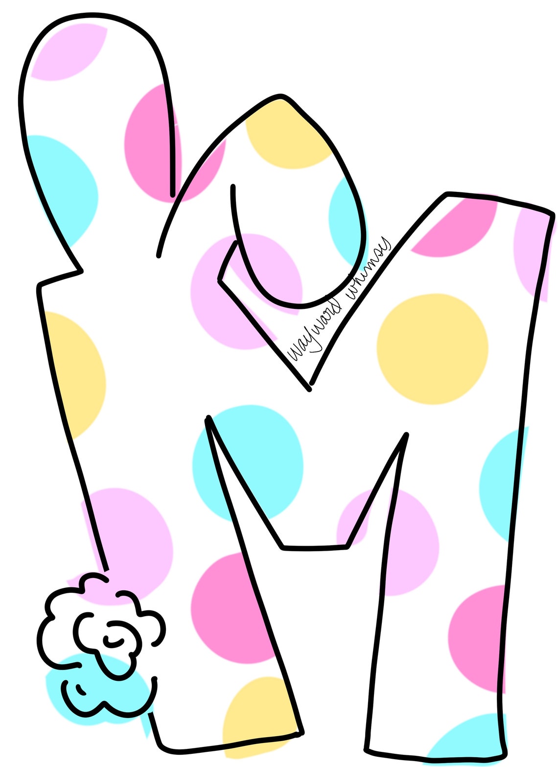 Letter M With Bunny Ears - Whimsical Font Door Hanger Downloadable File ...