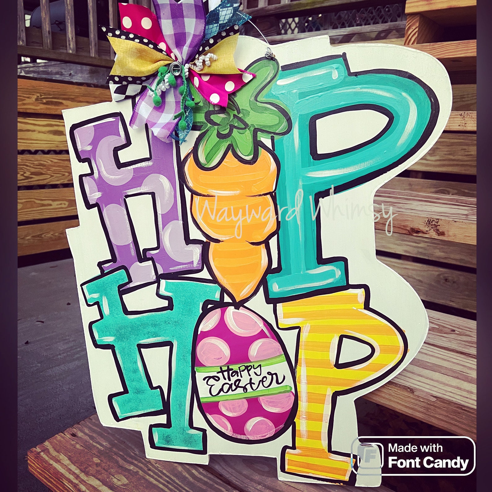 Easter Hip Hop Wooden Door Hanger - Etsy