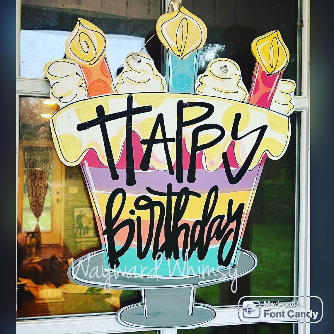 Birthday Cake Door Hanger- Happy Birthday- Door Sign- Wooden Door ...