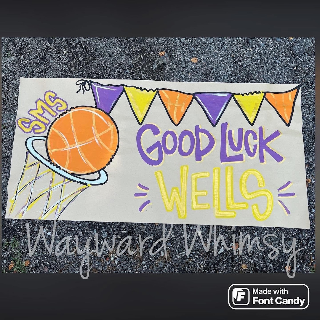 Hand Painted Custom Basketball Theme Birthday Banner- Kraft Paper ...