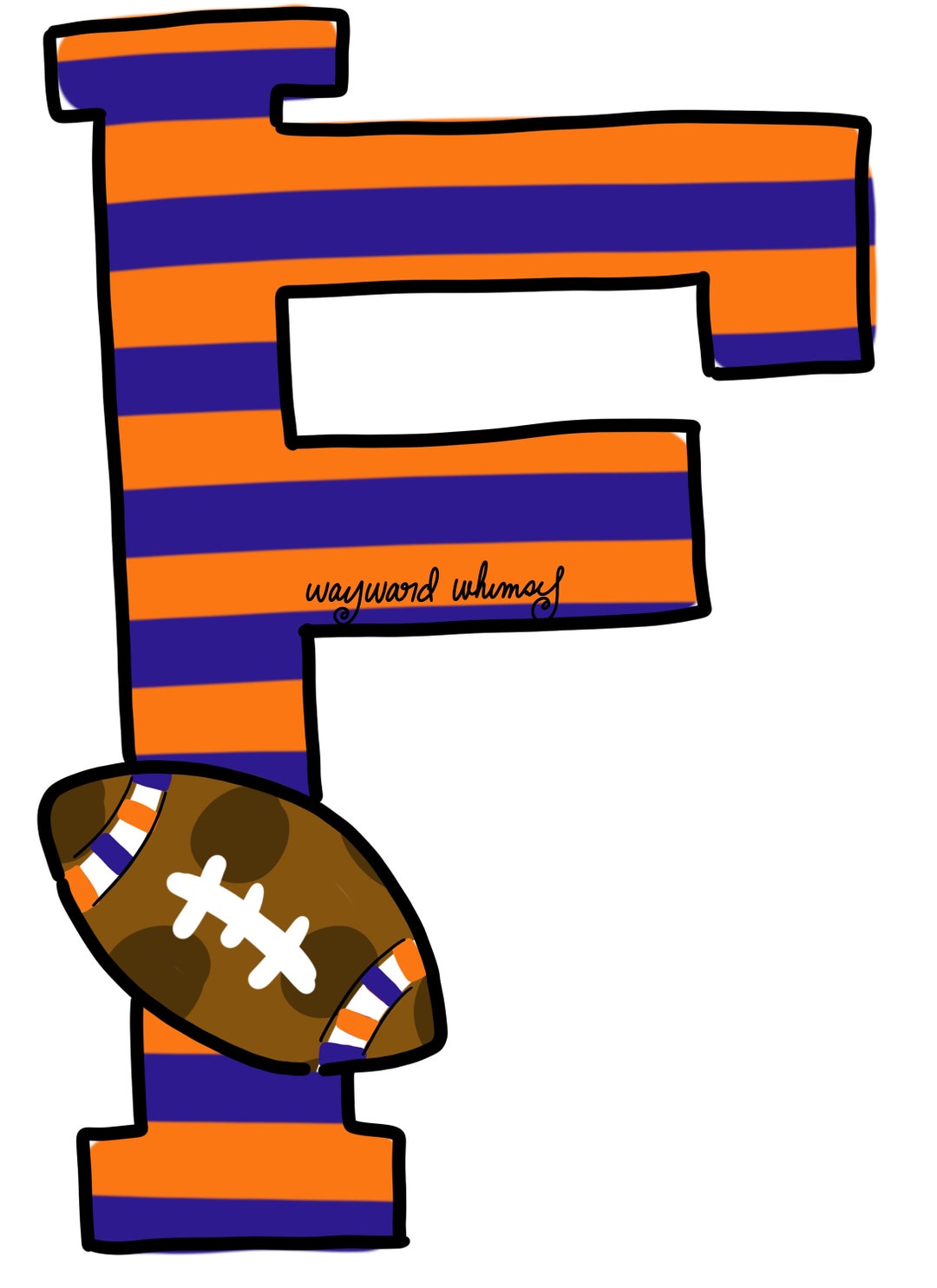 Letter F With Football Whimsical Font Door Hanger Downloadable File ...