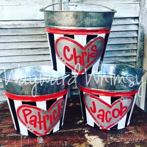 Custom Painted Bucket-personalized Pails Buckets- Valentine Bucket ...