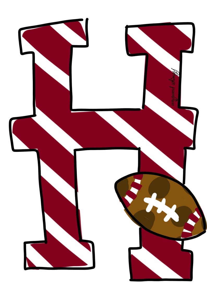 Letter H With Football- Whimsical Font Door Hanger Downloadable File ...