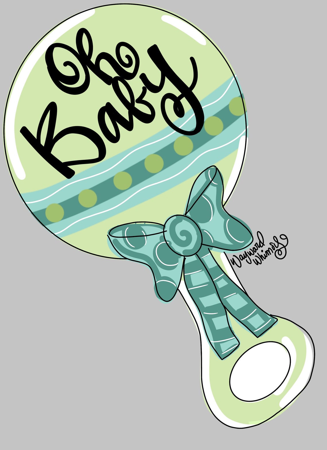 Baby Rattle Baby Shower Decor Door Hanger Downloadable File - Etsy