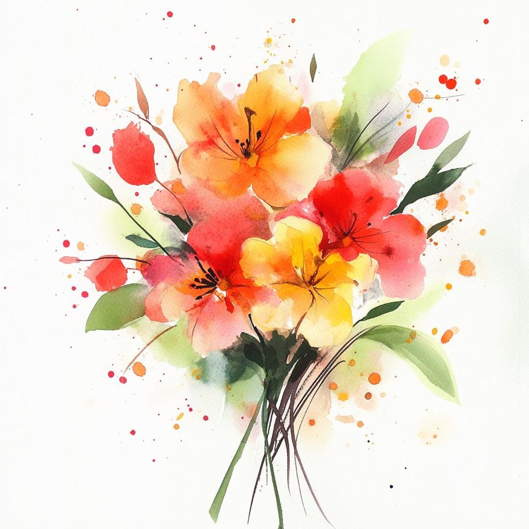 Watercolor Spring Bouquet Clipart, High Quality JPEG, Printable ...