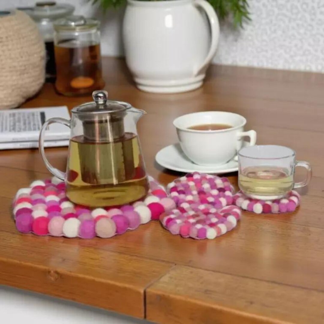 Berry Pop Wool Felt Trivet: Round, Square, or Hex Shapes - Etsy