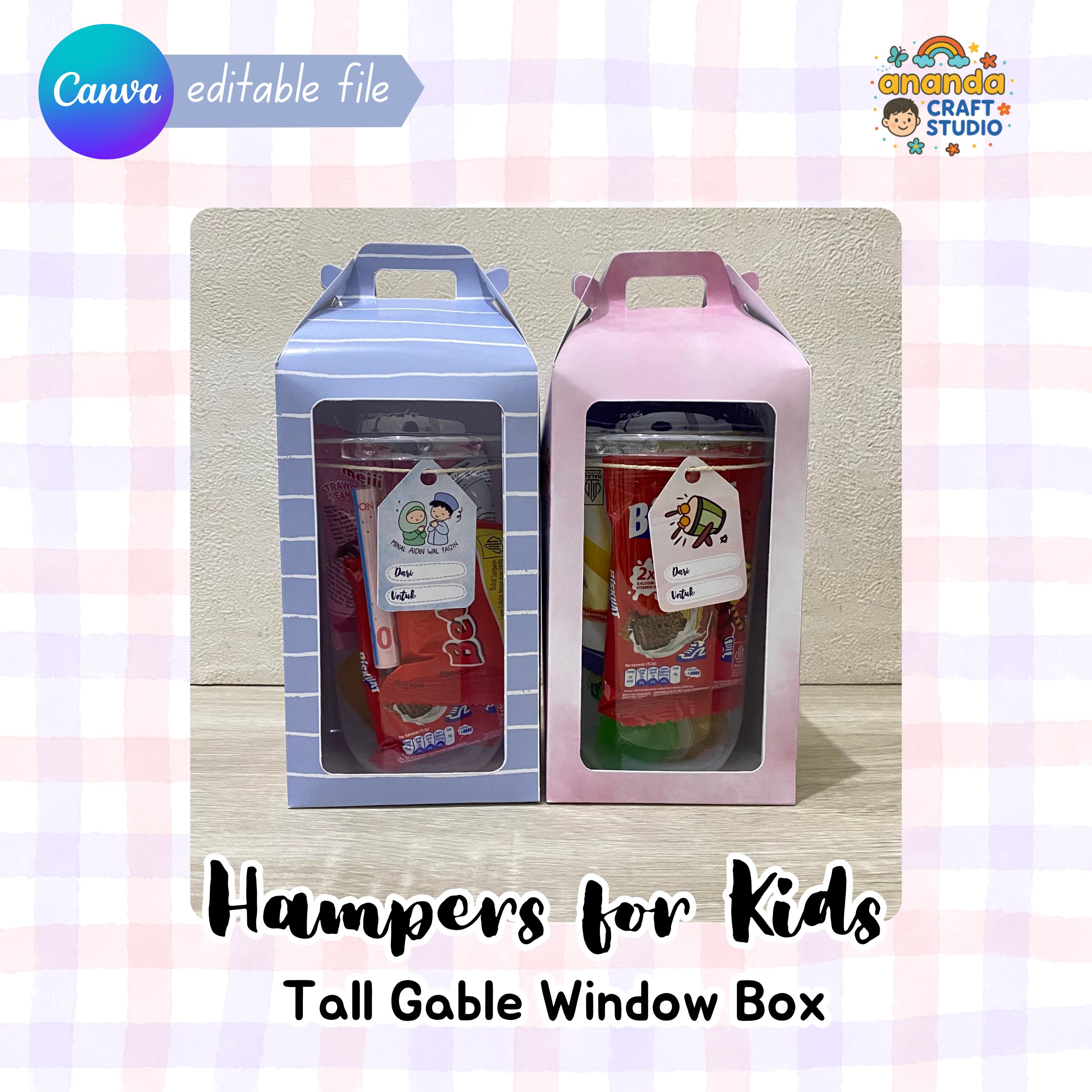 Editable Hampers Gable Box With Window, Canva Template for Kids Gift ...